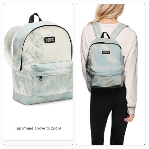 PINK Victoria's Secret | Bags | Victorias Secret Pink Denim Backpack ...